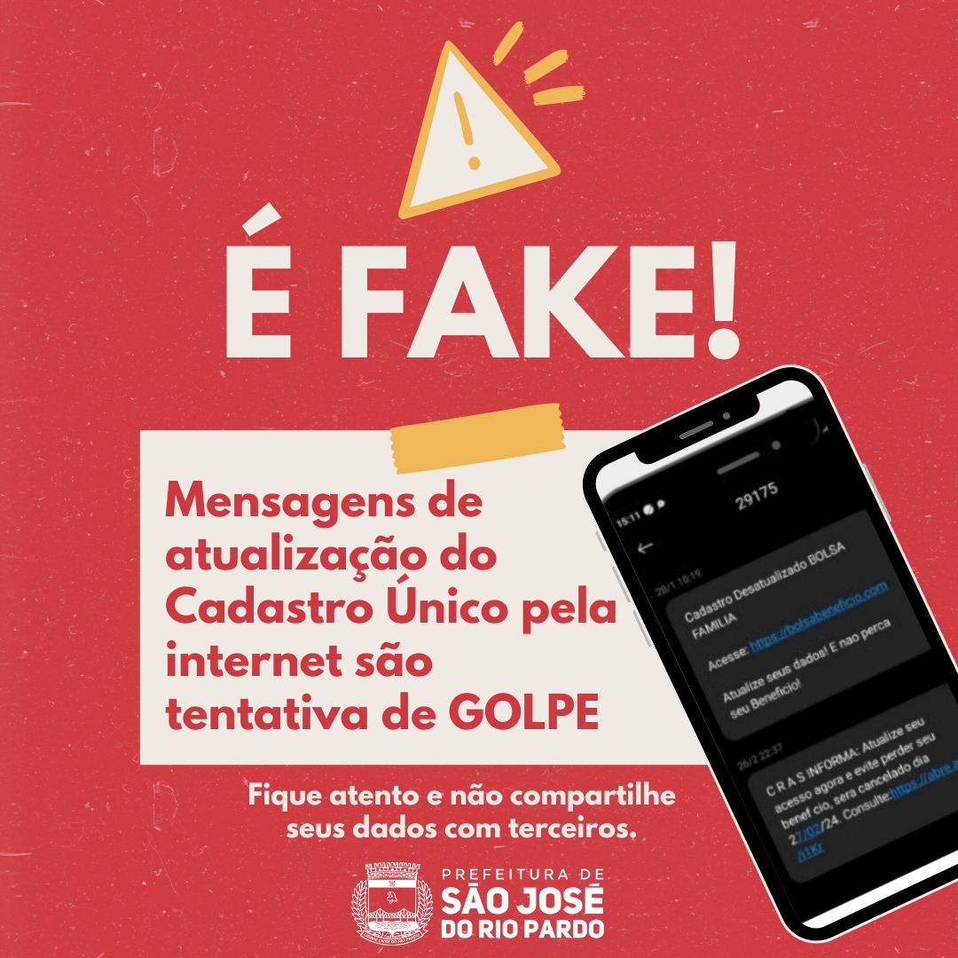 Alerta de Golpe - Portal Oficinal de São José do Rio Pardo - São Paulo